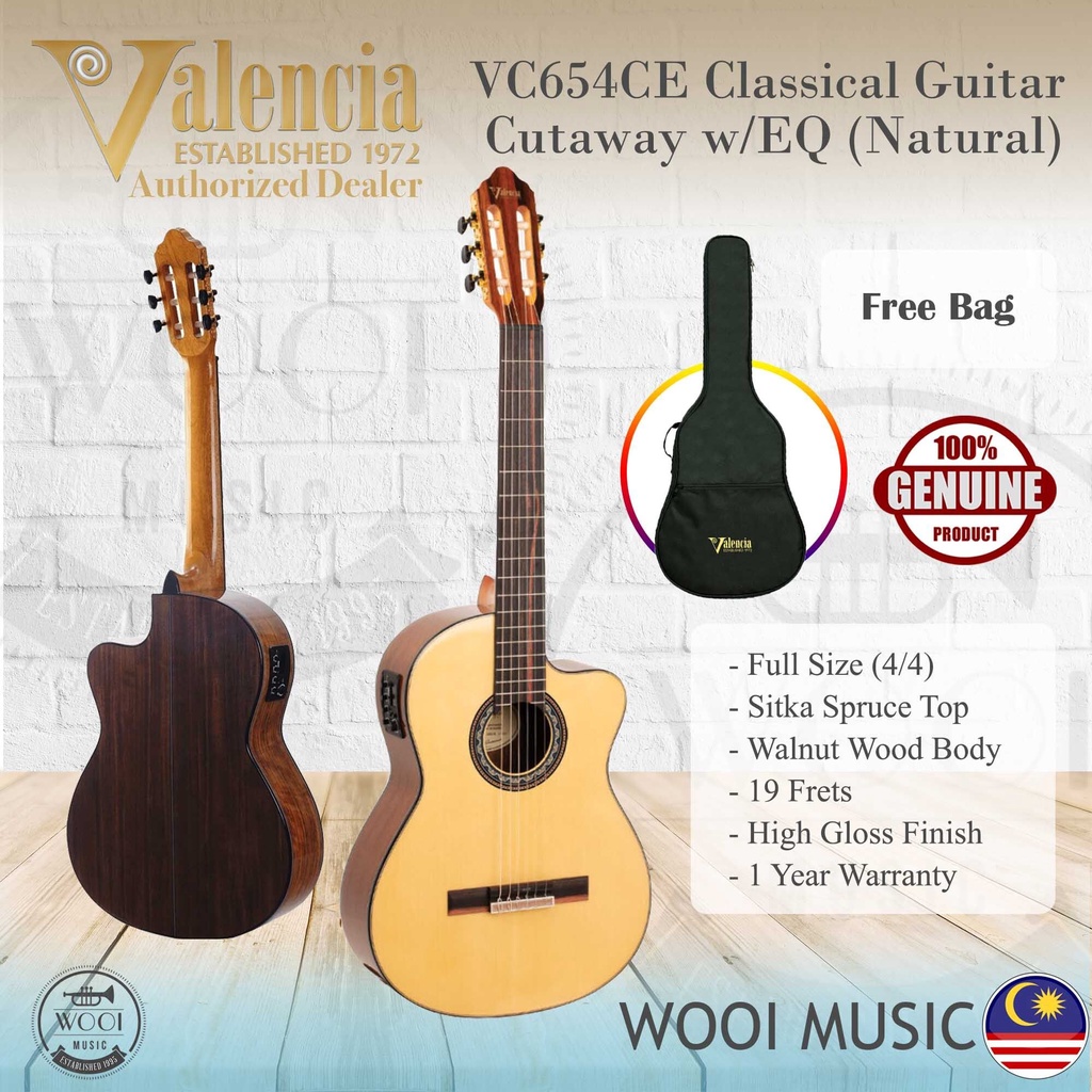 Valencia VC564CE Classical Guitar Cutaway (Full Size 4/4) built in EQ ...