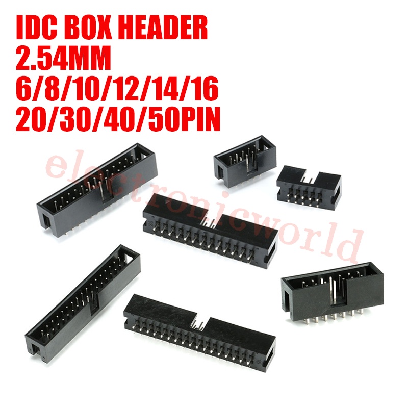 10pcs dip 6/10/20/26/34/40 PIN 2.54MM pitch MALE SOCKET straight idc box headers PCB CONNECTOR ...