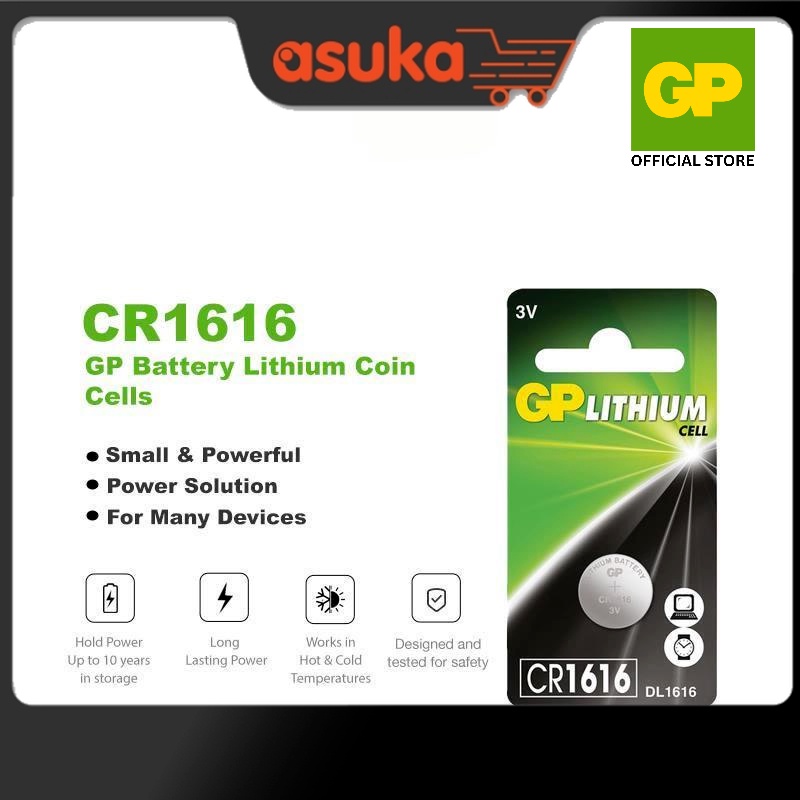 GP Lithium Coin Cells Battery CR1616 [ Card of 1s ] (DL1616 BR1616 ...