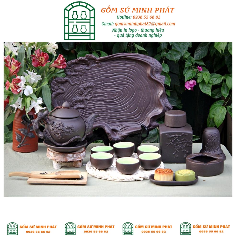SA Purple sand teapot with Tung Bat Trang pine tray | Shopee Malaysia