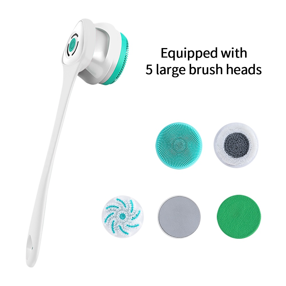 Electric Shower Brush with Long Handle USB Rechargeable Body Scrubber ...