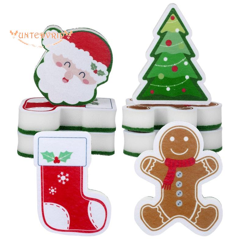 8 PCS Christmas Sponges Kitchen Dual Sided Dish Sponges As Shown for ...