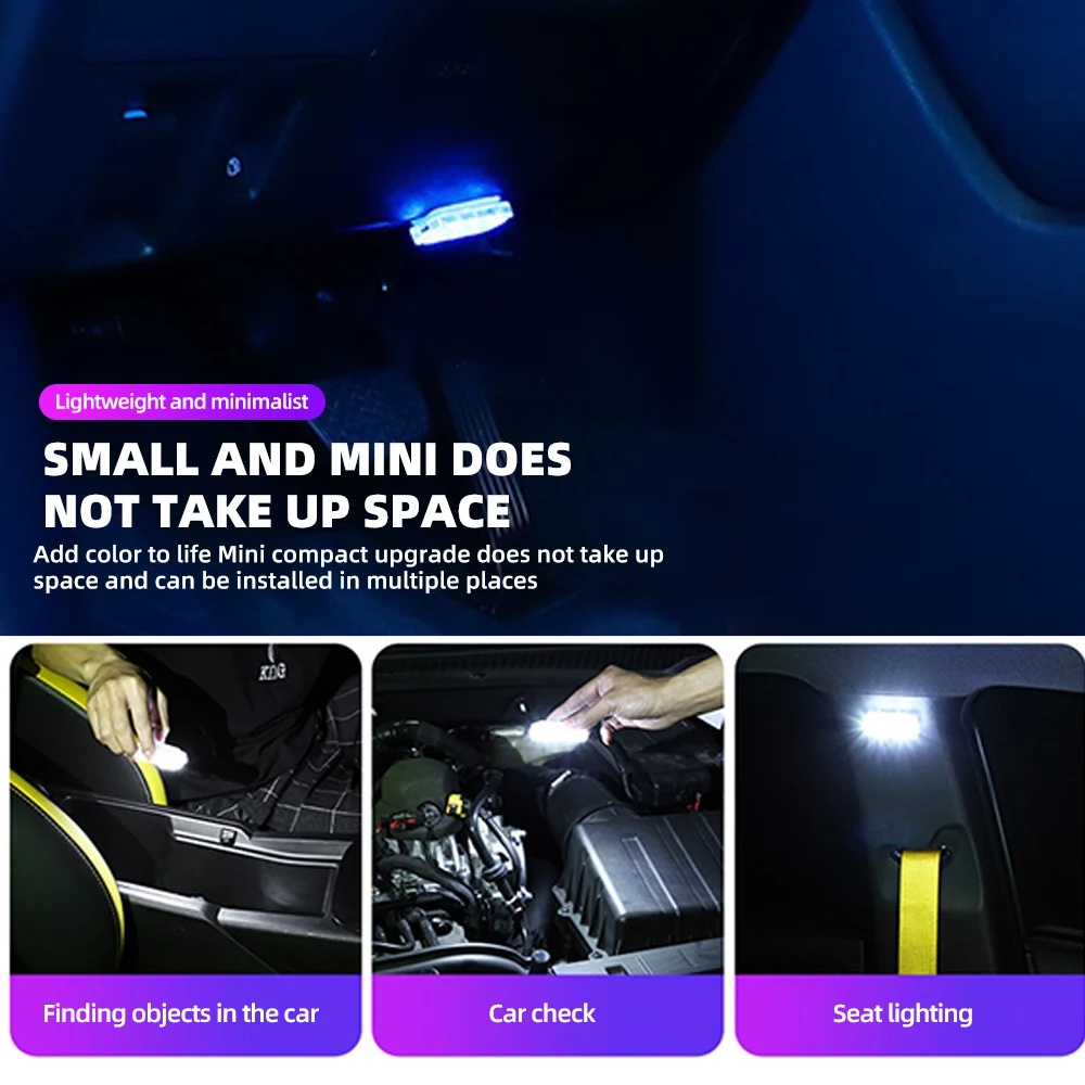 6LED Car Touch Lights Rechargeable Auto Interior Dome Light Roof ...