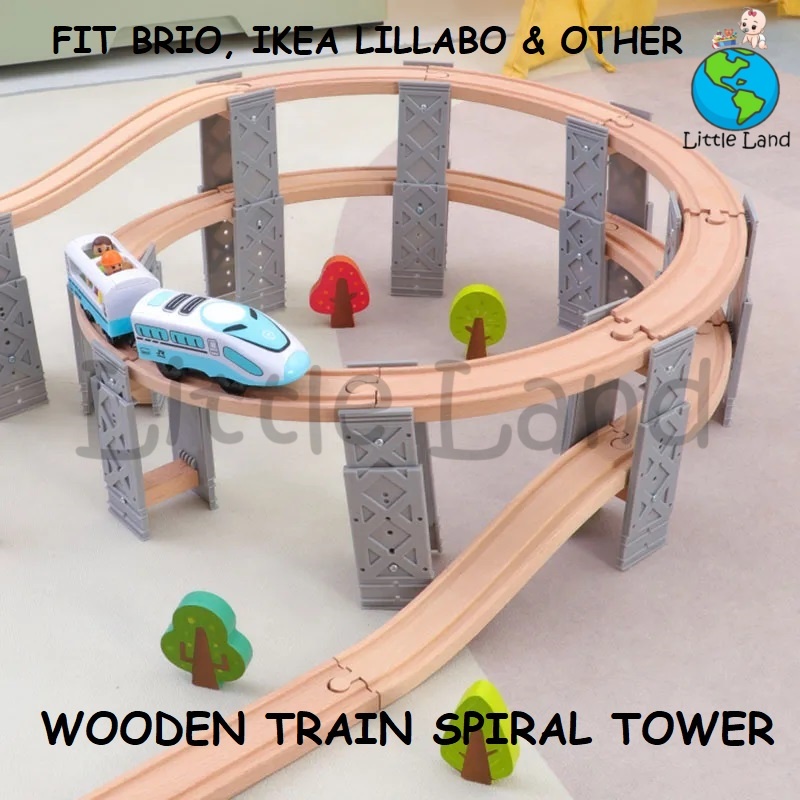 MEA Wooden Train 27pcs Spiral Track Set / Train Track Railway Circular ...