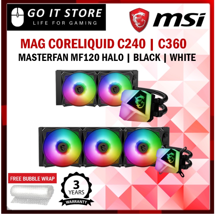 MSI MAG CORELIQUID Series ARGB CPU Liquid Cooler [ C240 / C360 ...