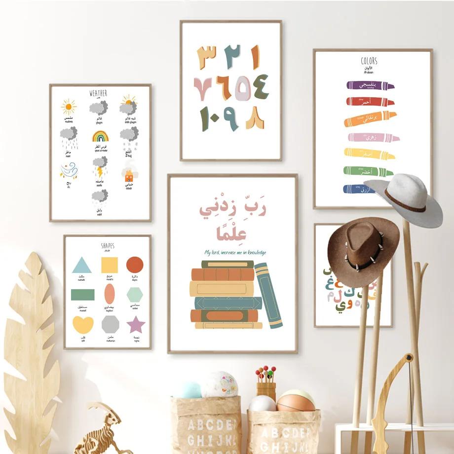 Colorful Arabic Alphabet Learning Educational Nursery Wall Art Print ...