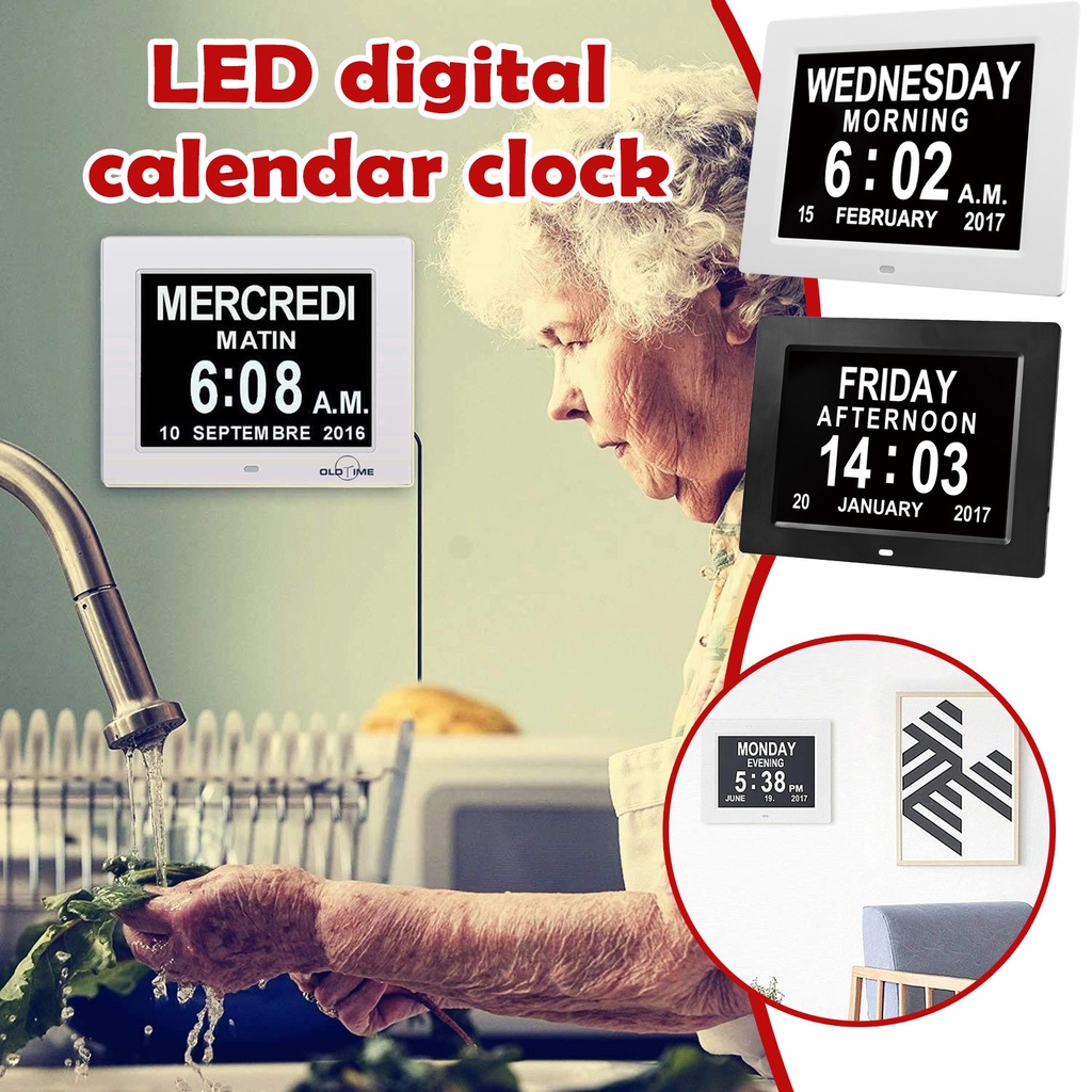 8in Lcd Digital Calendar Clock With Date Calendar Clock With Date Day
