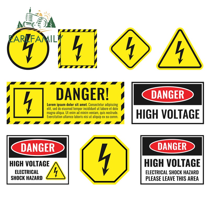 EARLFAMILY 13cm Electrical Safety High Voltage Sign Car Sticker Air ...