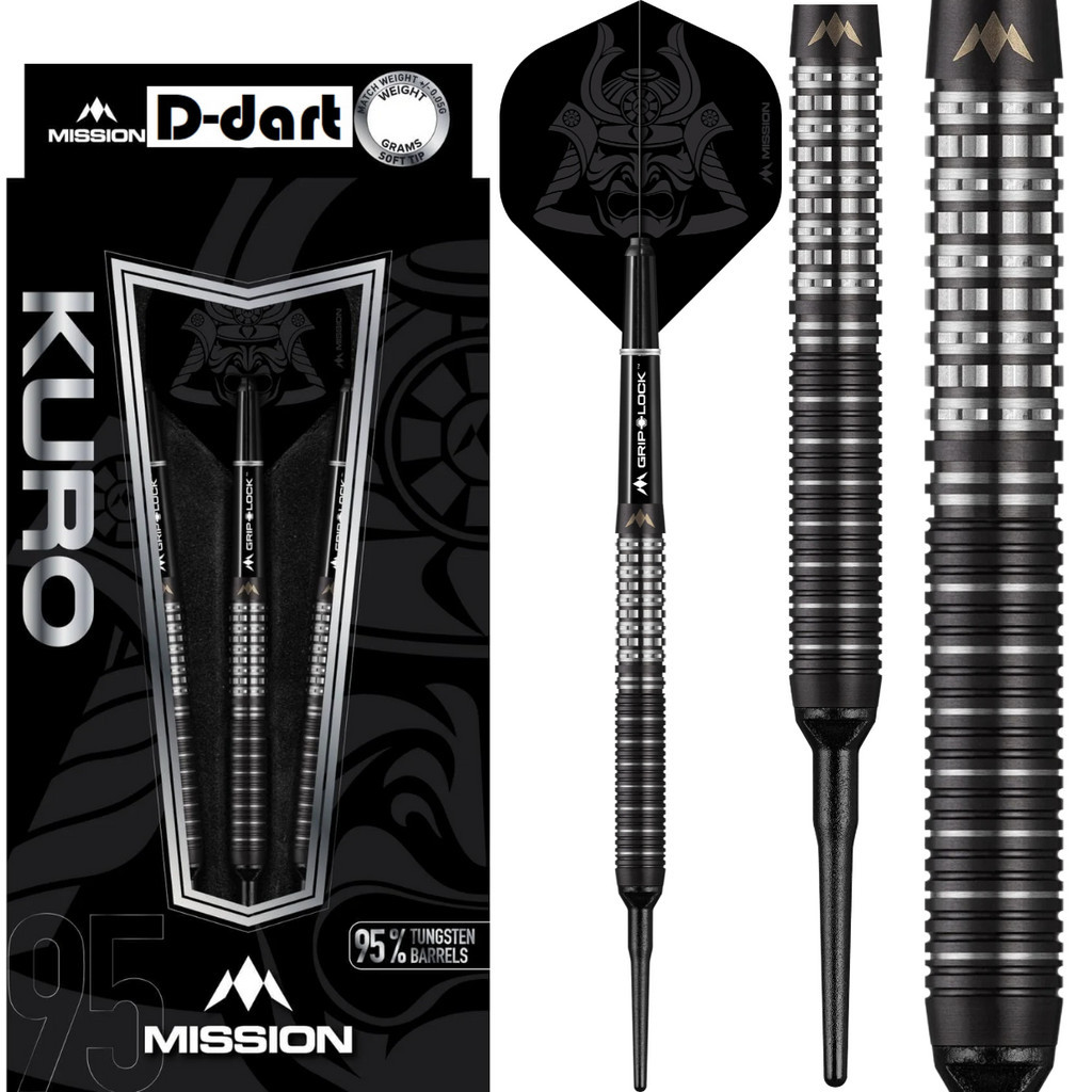 MISSION SOFT TIP DART - 21G/23G M1 KURO Sabre Grip Black Titanium ...