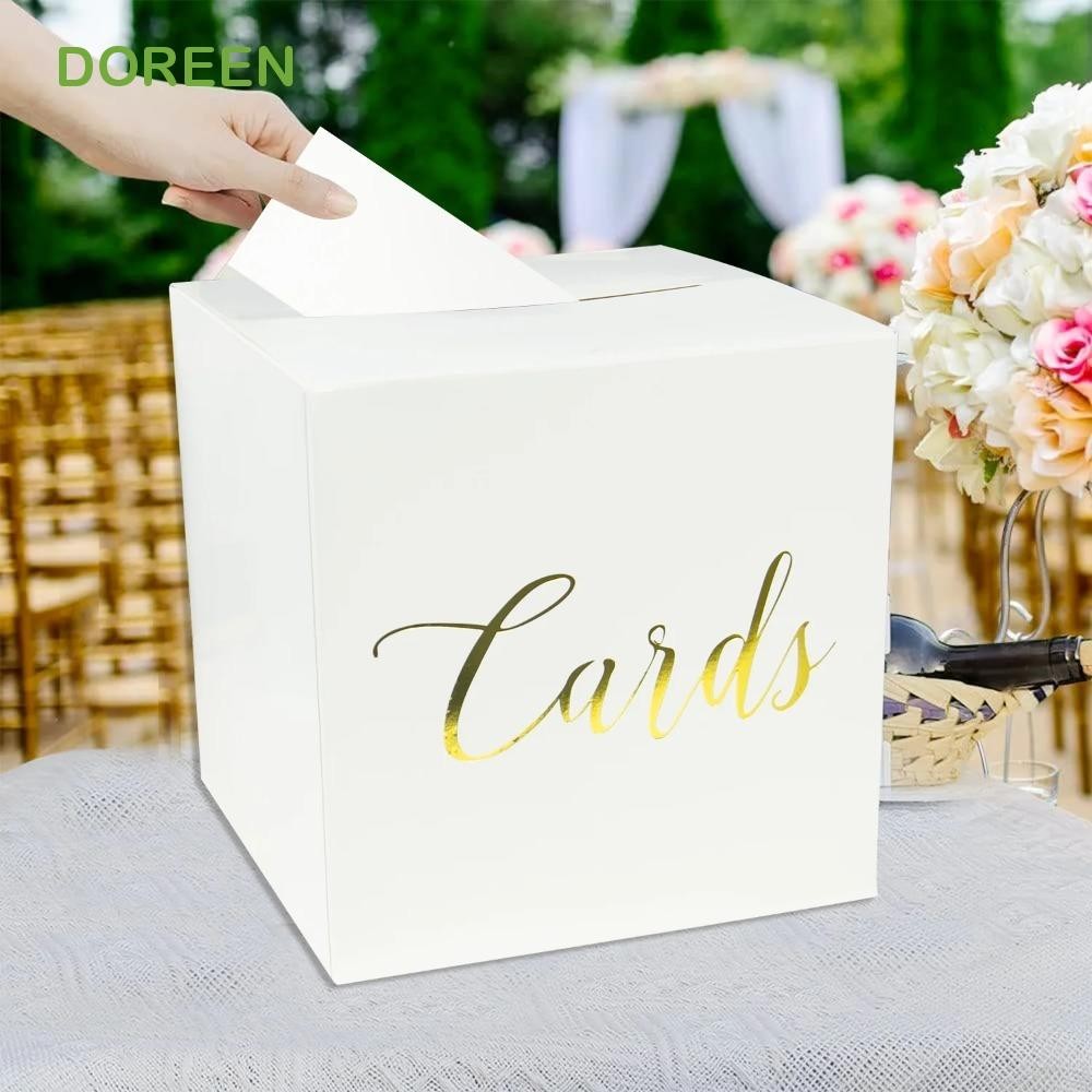 DOREEN Wedding Card Box, White Black Cardboard Gift Card Box, Party ...