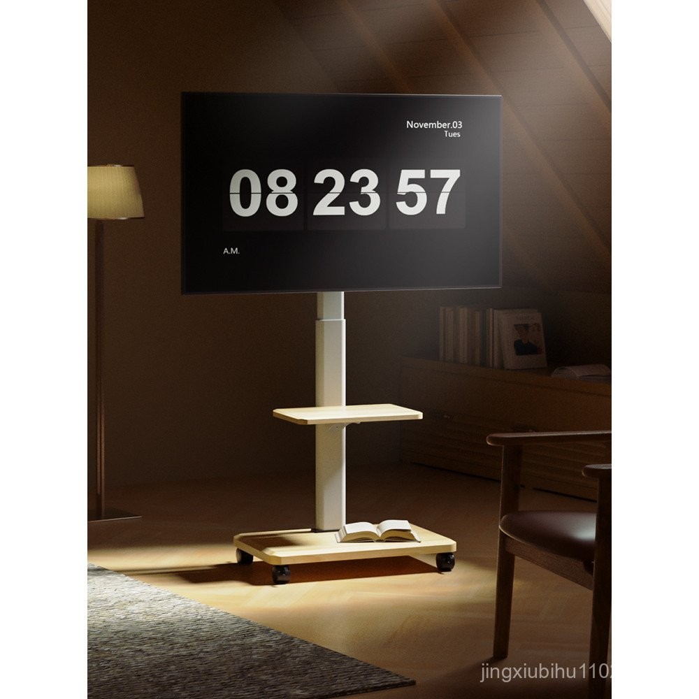 Tv Floor Stand Vertical Movable Art Cart Horizontal Vertical Rotating ...