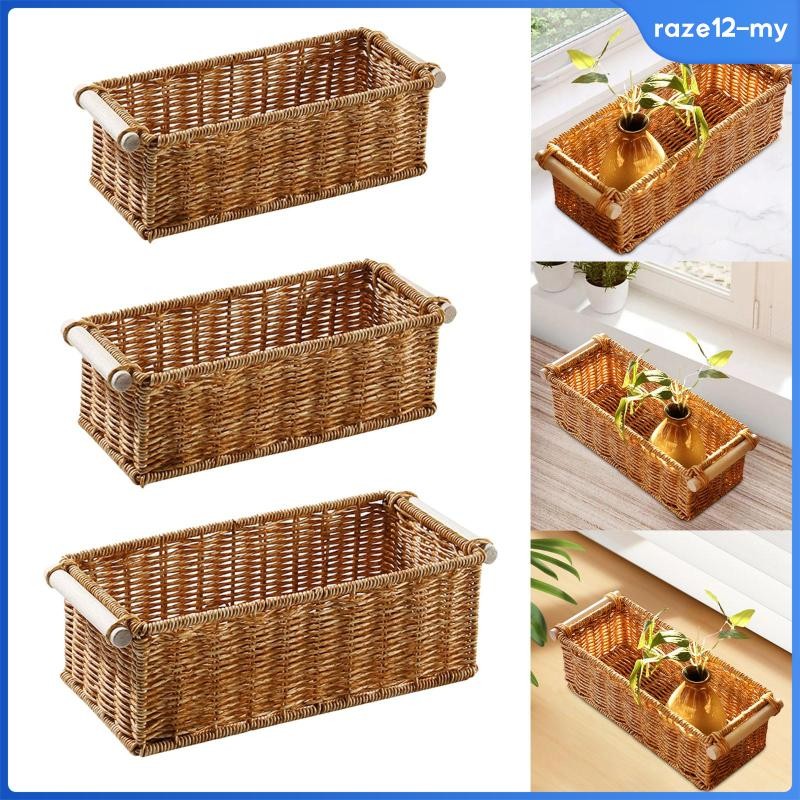 [RazecaMY] Woven Baskets for Storage and Organization Long Narrow ...