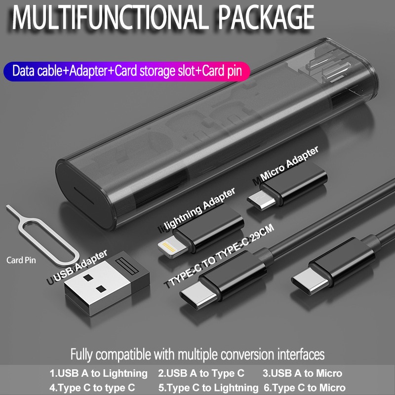 Multifunctional Data Cable Storage Box Portable USB A To Type C/8pin ...