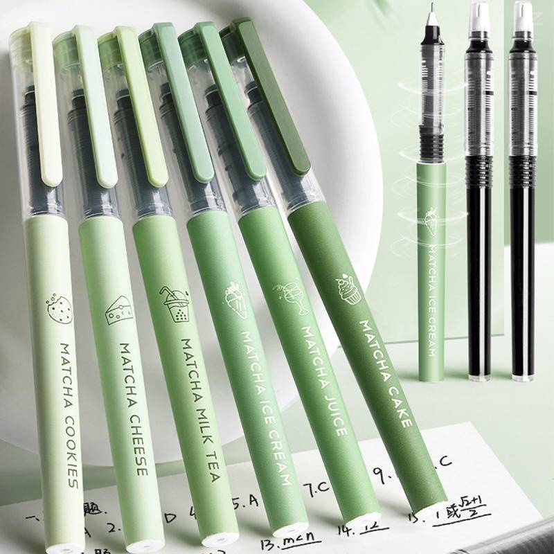 6Pcs/Pack Matcha mik tea Roller Ball Pens Straight Liquid Gel Pen For ...