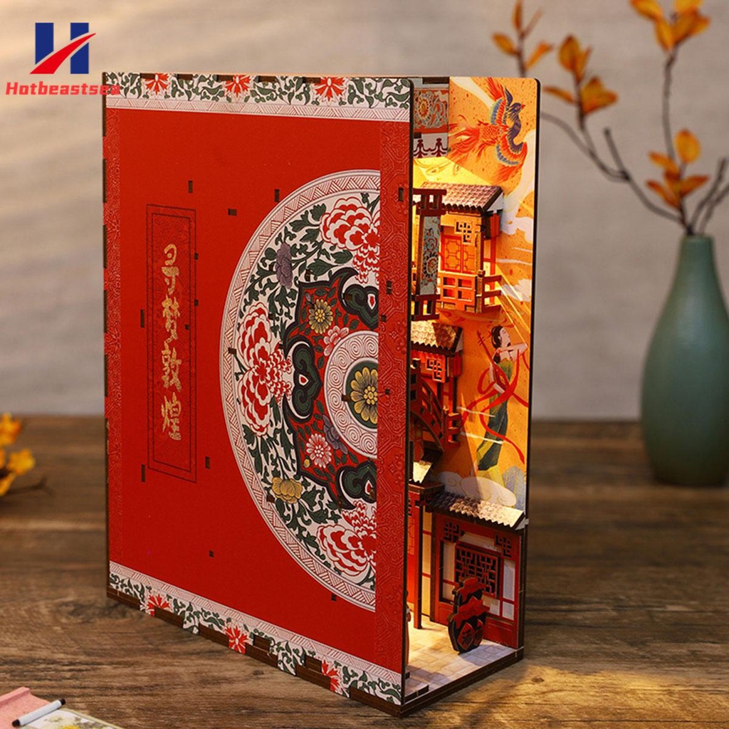 DIY Book Nook Kit 3D Wooden Puzzle Bookshelf Insert Decor with Sensor ...