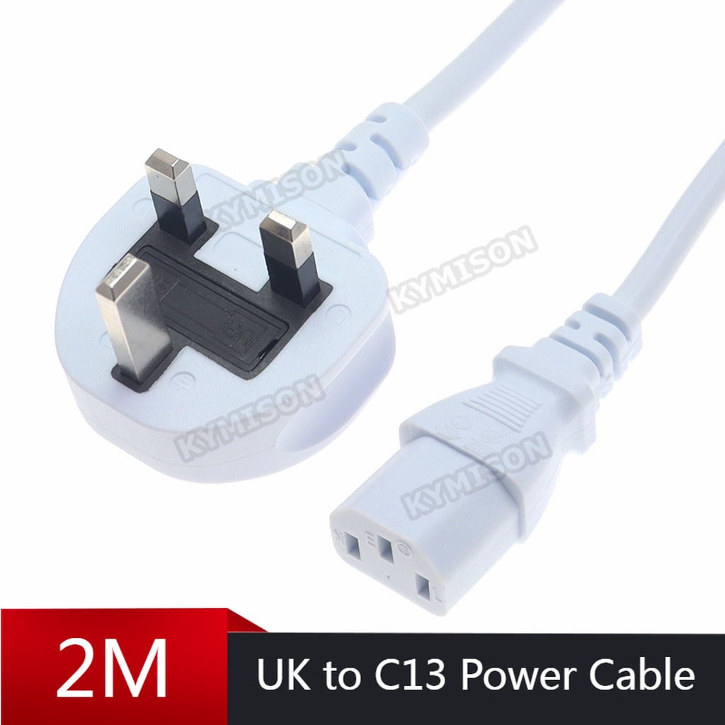 UK Power cord 2Meter IEC C13 to British 3 pins plug Extension Power ...