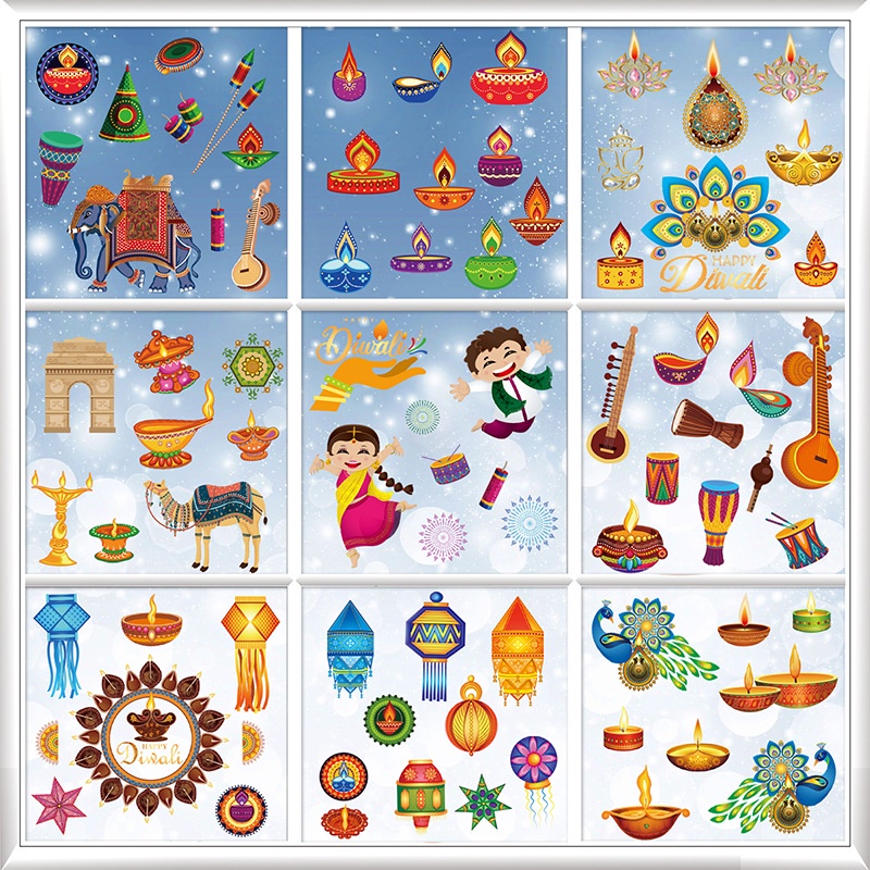 2025 Happy Diwali Deepavali Decor Festival Window Glass Decoration ...