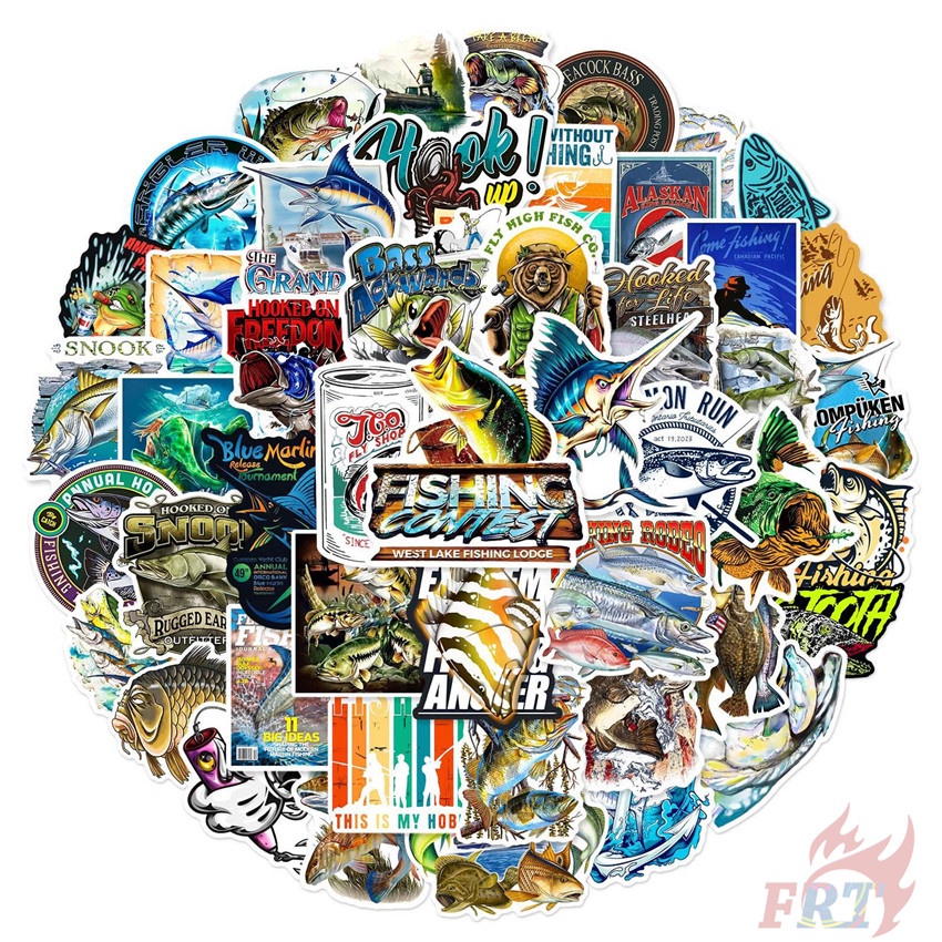 50Pcs/Set Funny Outdoor Fishing Art Series 02 Stickers Waterproof DIY ...