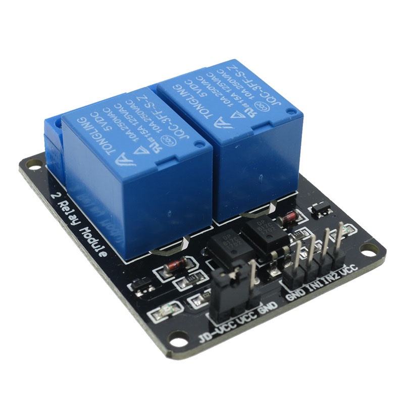 2-way relay module 5V with optocoupler protection relay expansion board, microcontroller ...