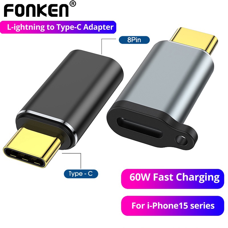 Fonken Type C Phone Charging Adapter 8Pin Female To Type C Male ...