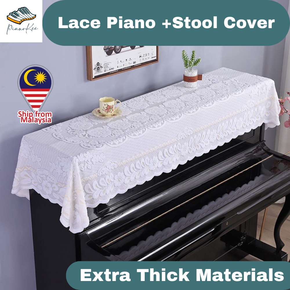 (Extra Thick High Quality) Simple lace piano + stool cover half cover ...