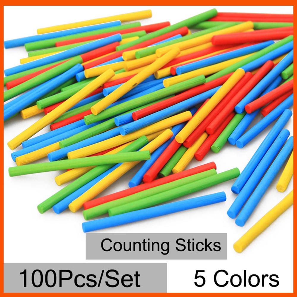 100Pcs Colorful Bamboo Counting Sticks Mathematics Teaching Aids Kids ...