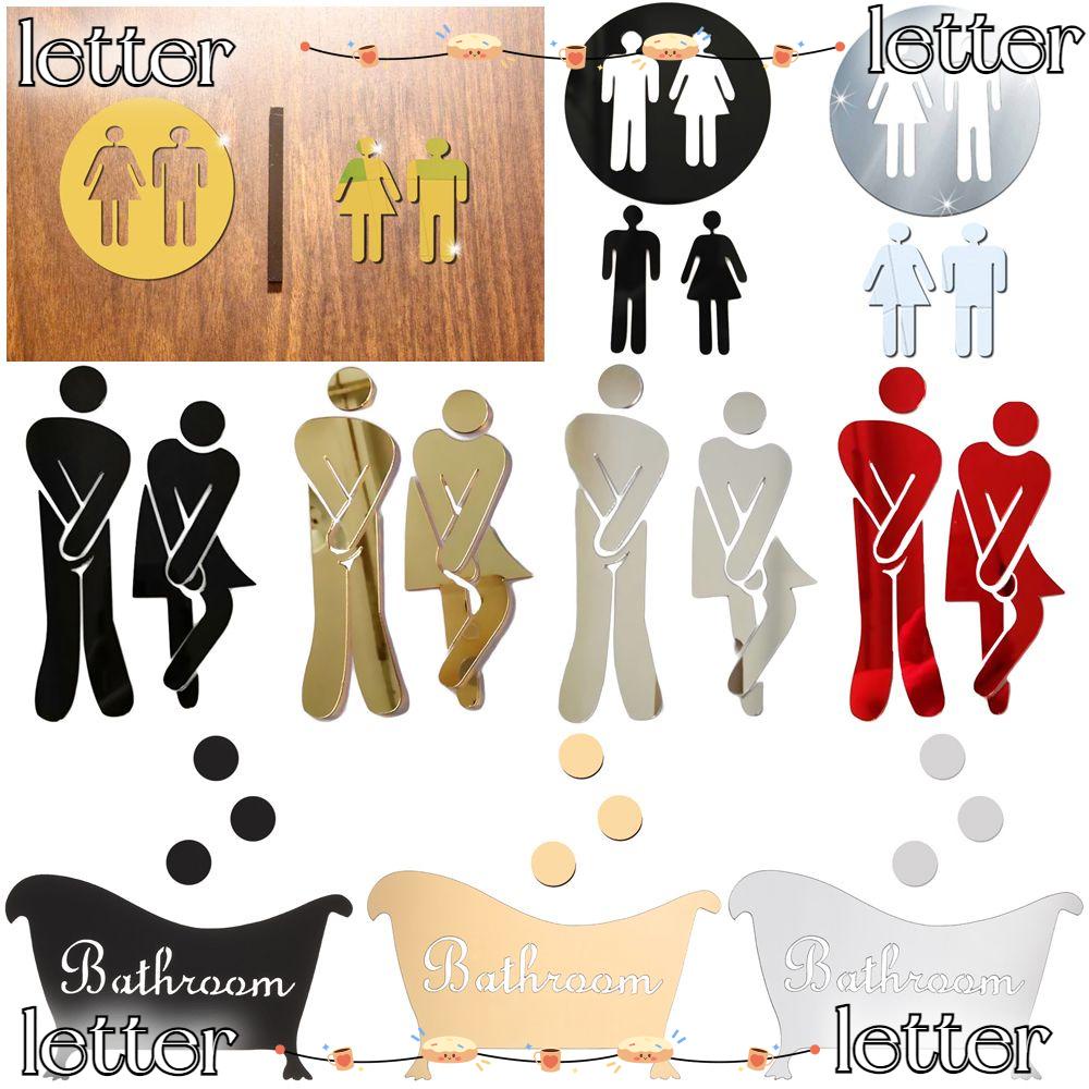 LETTER Toilet Entrance Sign DIY Washroom Poster Bathroom Door Mirror ...