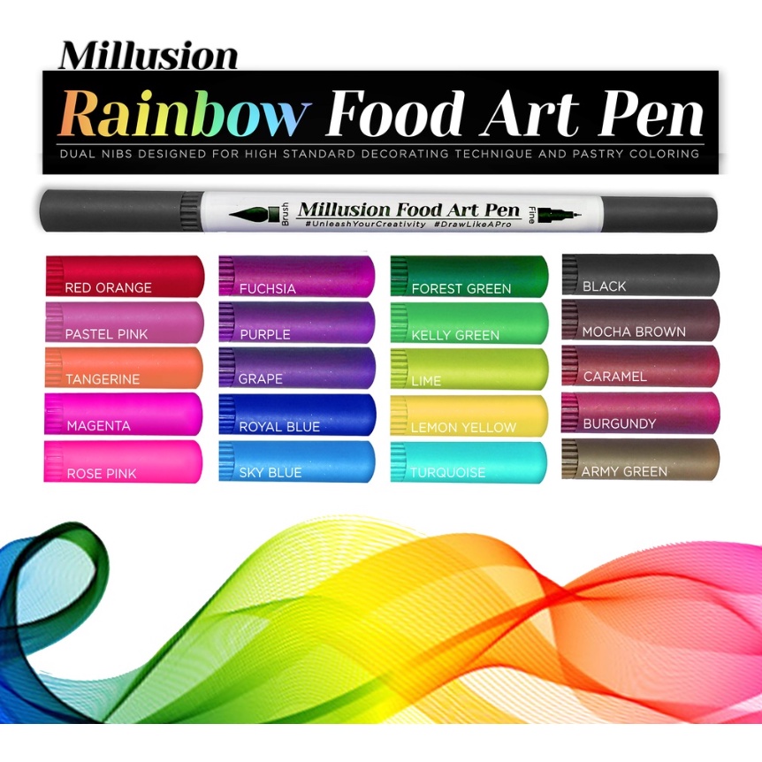 Millusion Edible Food Art Pen Cake Marker- Dual Nibs Edible Pen Cake ...