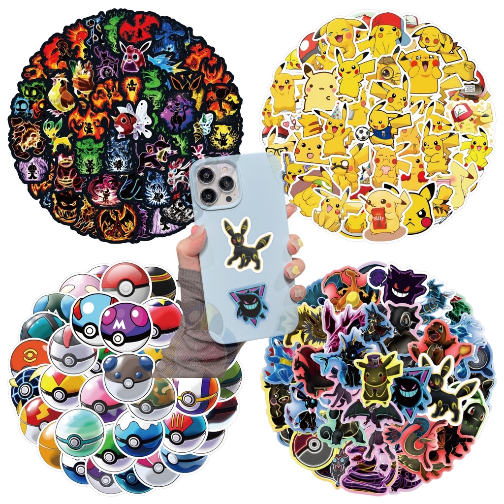 60/50PCS Anime Pokémon Pikachu Pokémon Balls Graffiti Stickers For ...