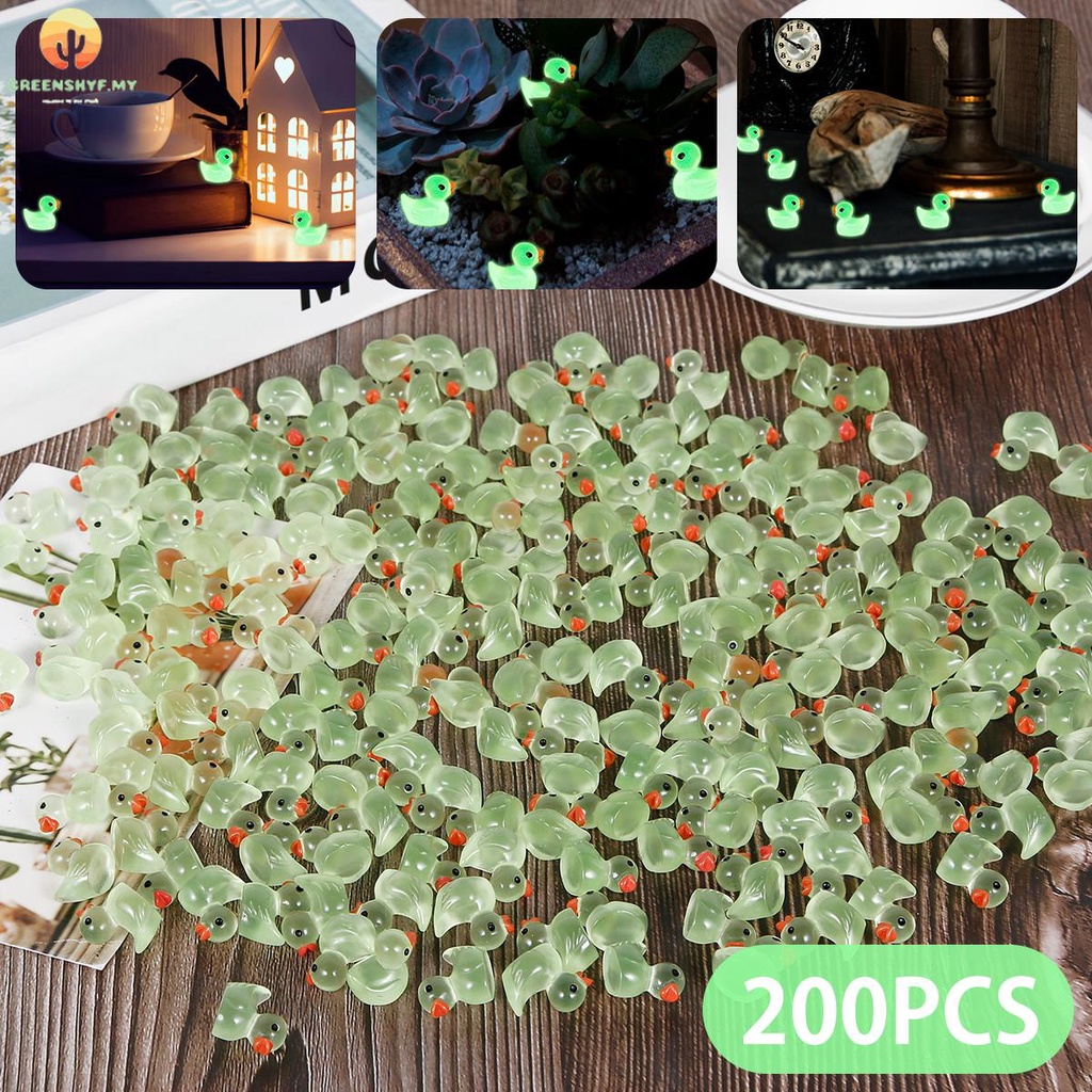 200Pcs Mini Luminous Ducks Resin Tiny Glowing Ducks Miniature Animal ...
