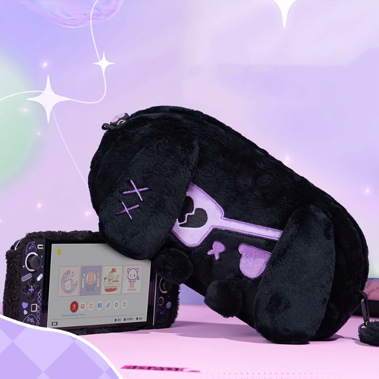 Geekshare Dark Black Rabbit Plush Carrying Bag Large Capacity Plush ...
