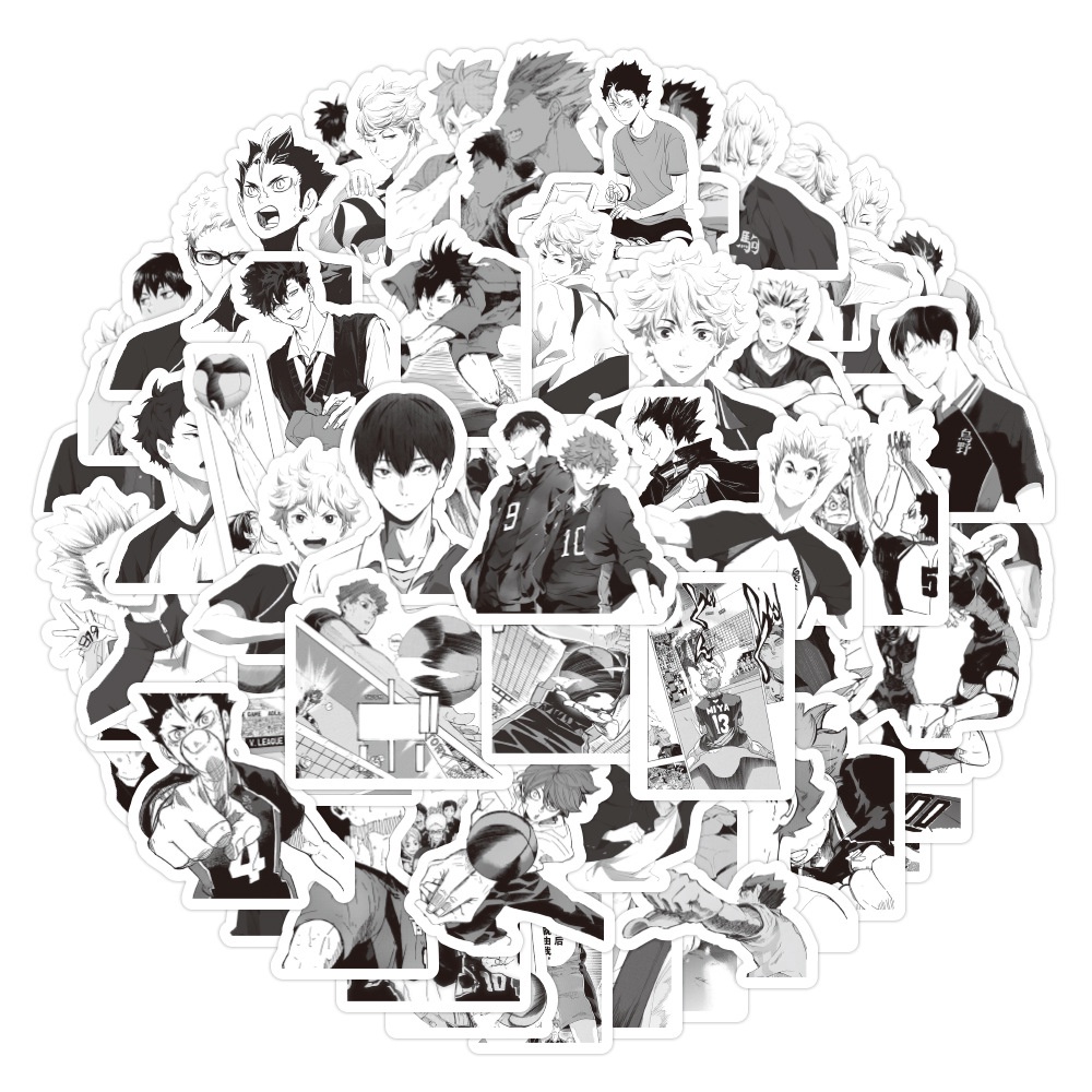 100PCS Anime Haikyuu!! Black And White Graffiti Stickers For Helmet ...