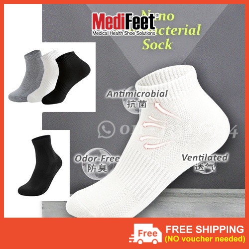 Unisex Nano Antibacterial Sock/Silver Sock Stoking Perak Odor Free ...