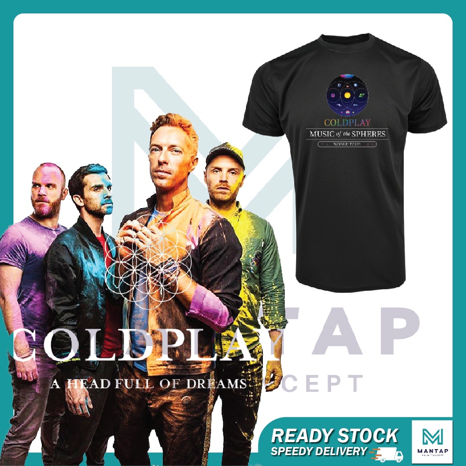 COLDPLAY MUSIC OF THE SPHERES WORLD TOUR T-shirt 205gsm Metal Band ...
