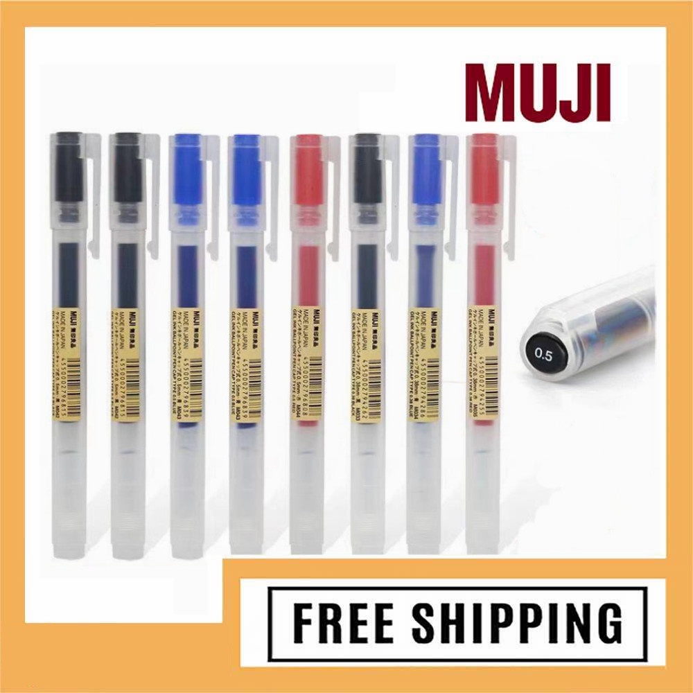 MUJI Gel Ballpoint Pen Black/Blue/Red Ink Color Pens 0.5mm 0.38mm Japan ...