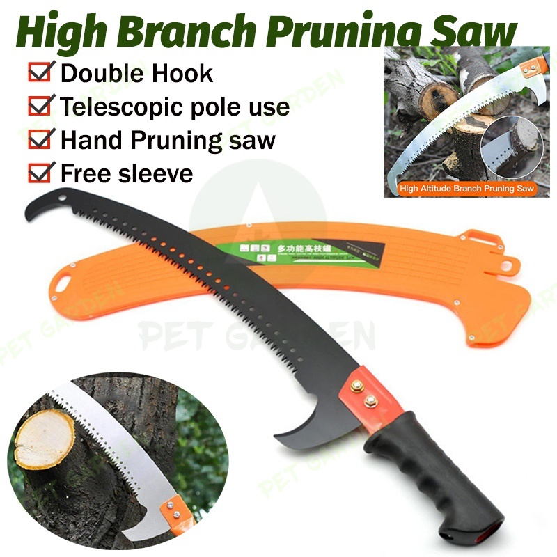 Gergaji Pokok Pruning Saw Double Hook Galah Panjang Folding Hand Cutter ...