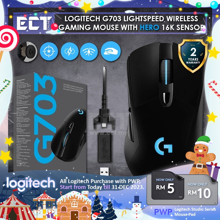 Logitech G703 Hero Lightspeed Wireless Gaming Mouse with HERO 16K Sensor (910-005642) | Shopee ...