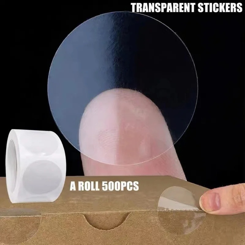 500Pcs Roll Transparent Self-adhesive Sealing Stickers 2CM2.5CM3CM3 ...