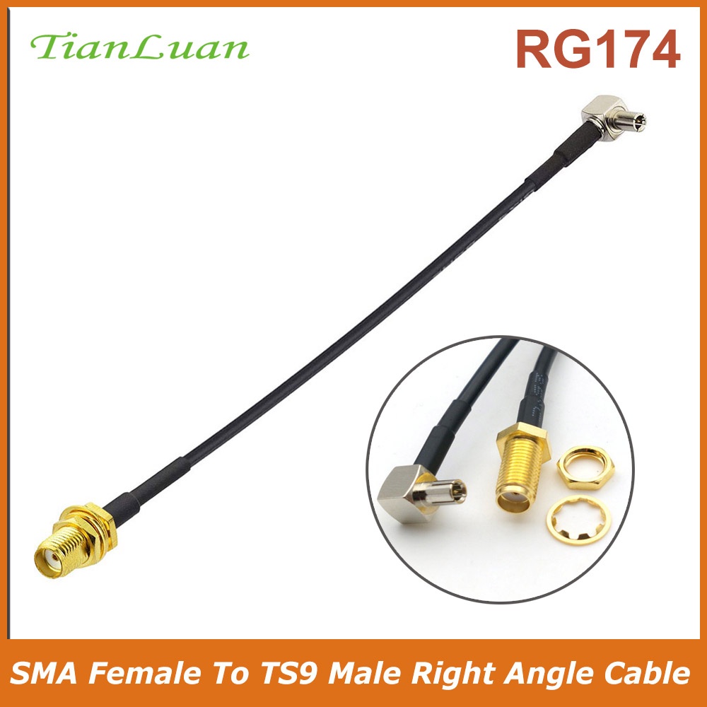 RG174 4G LTE Antenna Adapter TS9 Male Right Angle Connector to SMA Female Coaxial Pigtail Cable ...