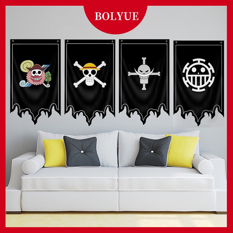One Piece Straw Hat Pirate Flag Monkey Animation Luffy Banner | Shopee ...
