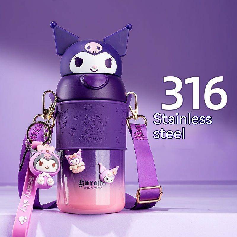 Sanrio Kuromi Bottle Vacuum Insulated Tumbler With Straw 560ML Stainless Steel Thermos Flask ...