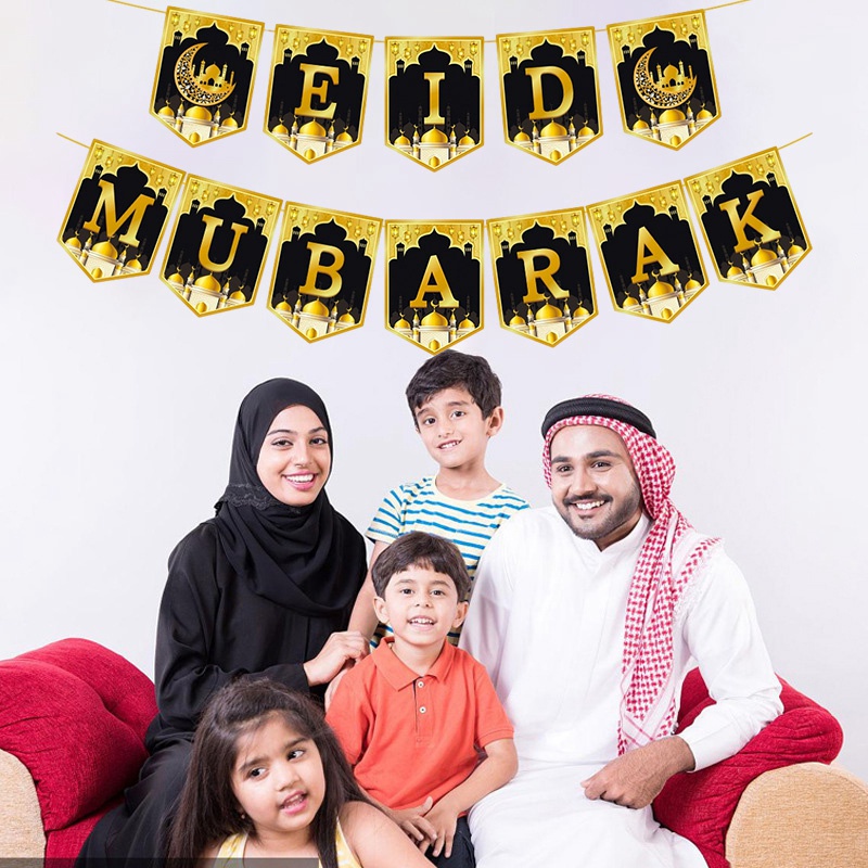 Hari Raya Mubarak Decoration Ramadan Flag Pulling Lesser Bairam Moon ...