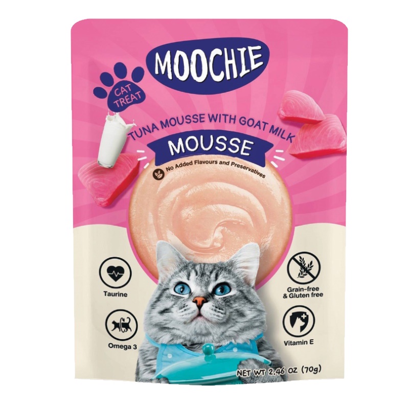 MOOCHIE (CAT) (POUCH) TUNA MOUSSE WITH GOAT MILK 70g | Shopee Malaysia