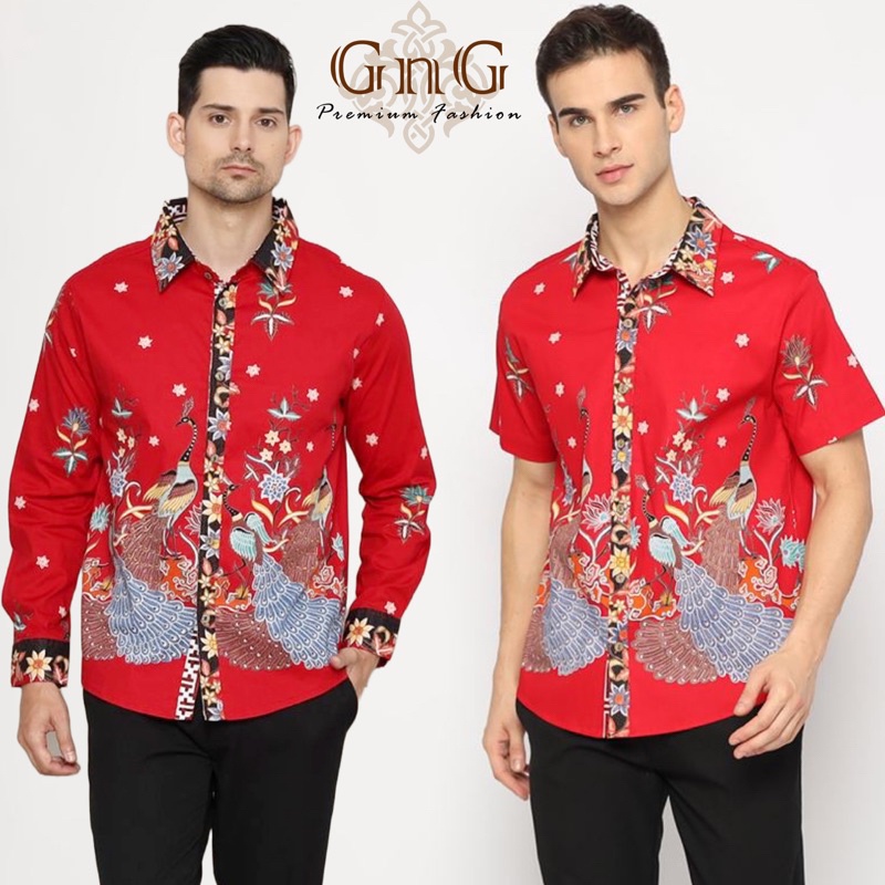 KEMEJA PUTIH MERAH 113 BBC Red Batik Shirt/ Men's Red Batik/ Chinese ...