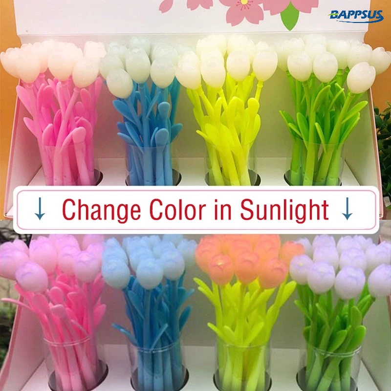 Colorful Tulip Gel Pen Student Ultrafine Black Kawaii Color Change ...