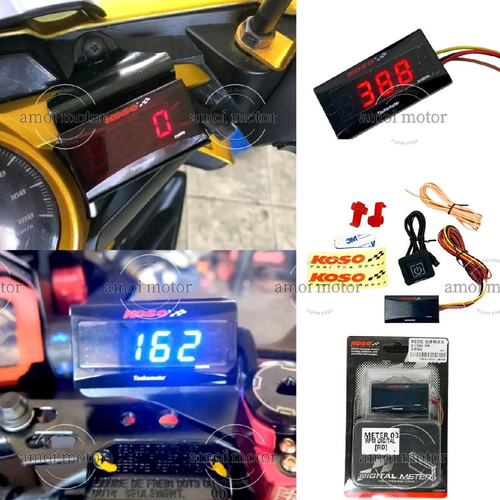KOSO RPM Meter Digital Square LCD Display Tachometer Gauge For ...