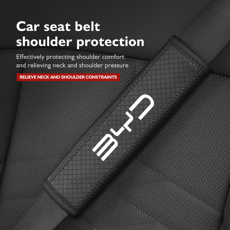 Leather Car Seat Belt Shoulder Protector Cover Safety Belt Padding Pad ...