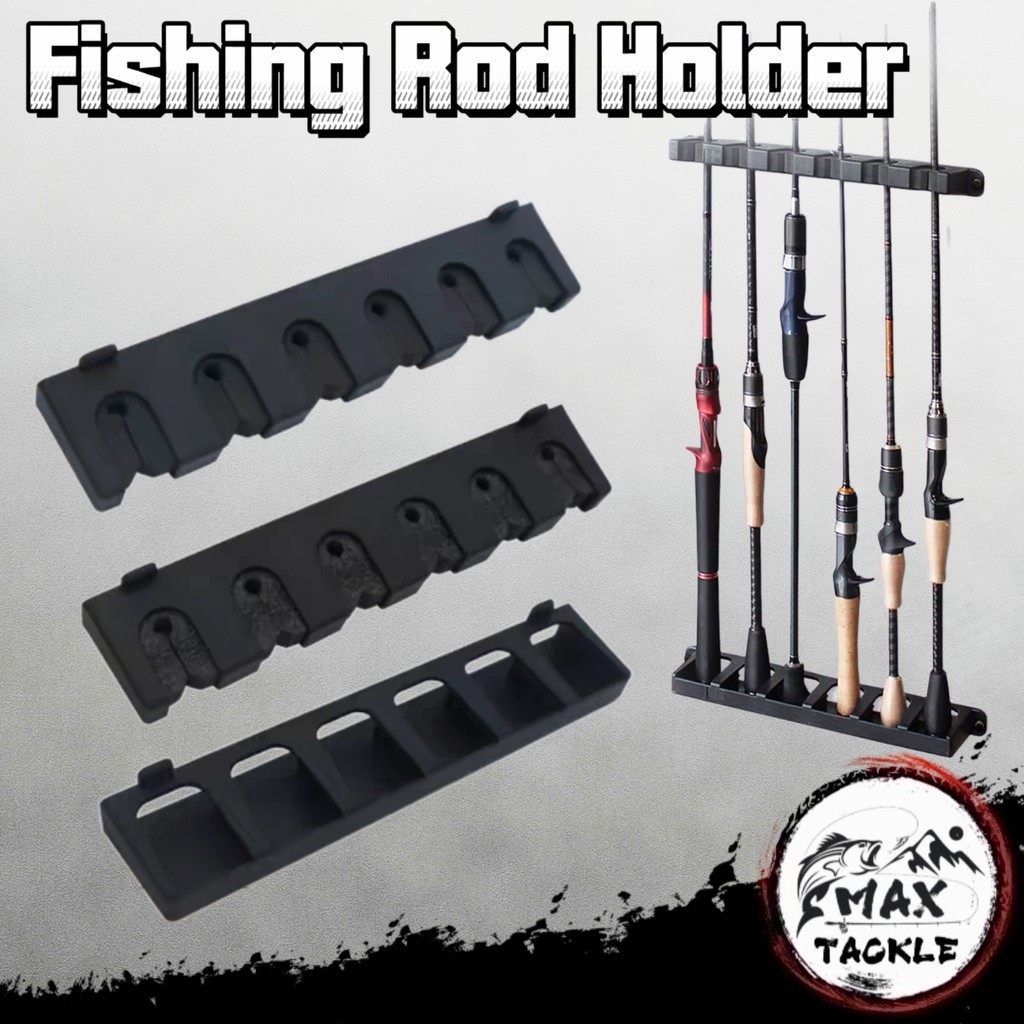 Fishing Rod Holder 6 slots Alat Letak Joran Pancing Wall Mounted ...