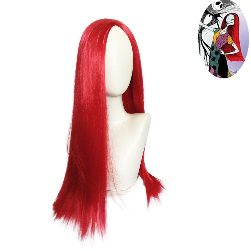 Sally SallyWig rambut palsu Krismas rambut palsu Anime titik Cosplay ...