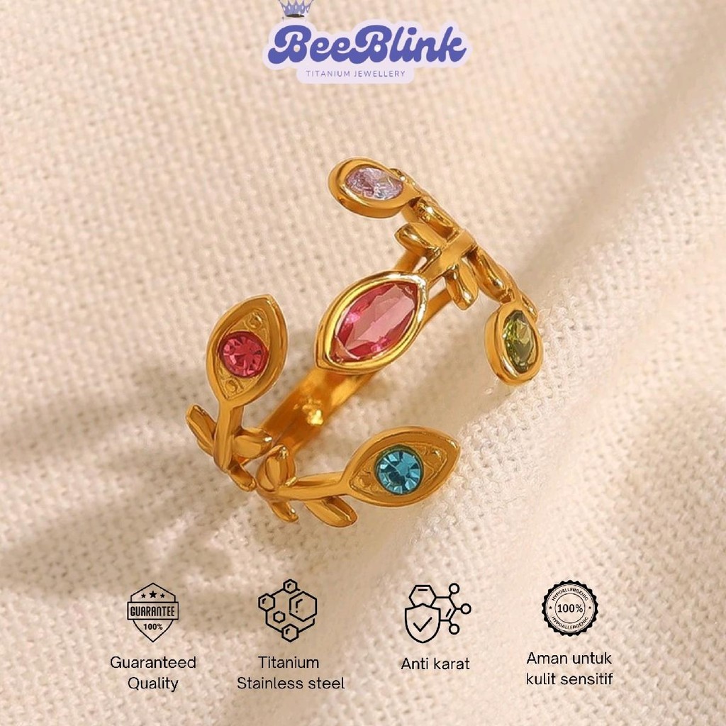 Runa titanium Ring stainless steel 18K Gold plated stainless steel ...